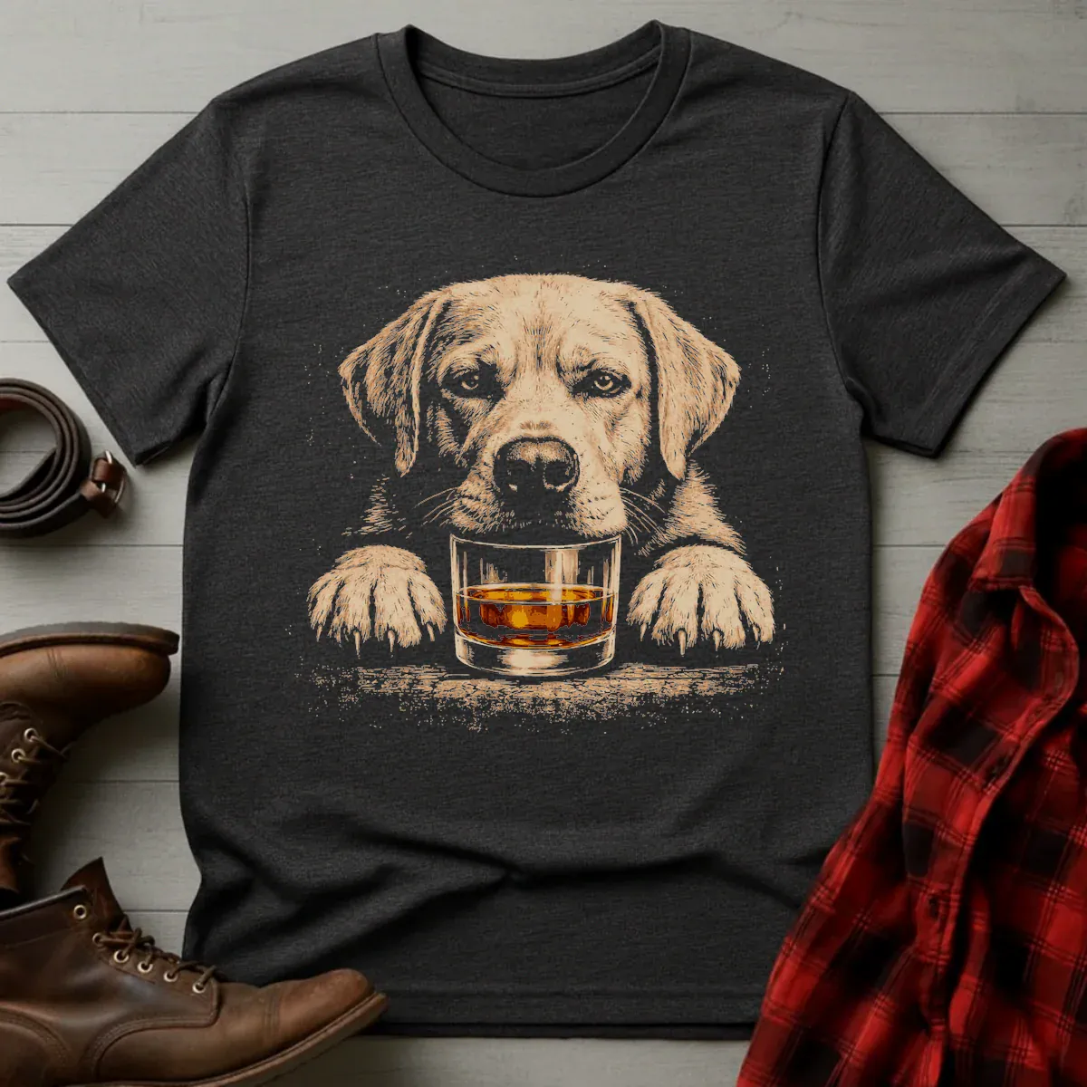 Whiskey Yellow Lab Grunge T-Shirt – Cask & Cotton